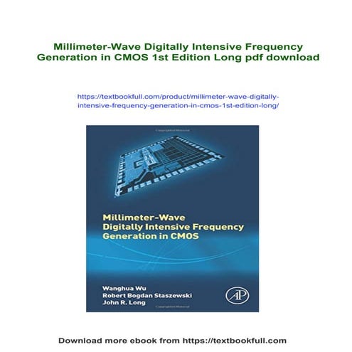 Millimeter-Wave Digitally Intensive Frequency Generation in CMOS 1st Edition Long | PDF