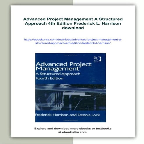 Advanced Project Management A Structured Approach 4th Edition Frederick ...
