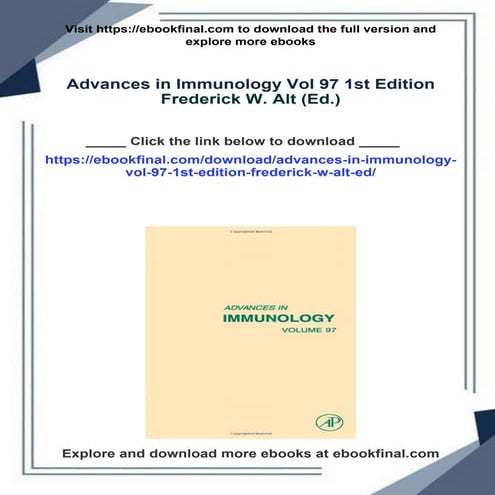 Advances in Immunology Vol 97 1st Edition Frederick W. Alt (Ed.) | PDF