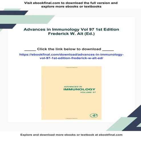 Advances in Immunology Vol 97 1st Edition Frederick W. Alt (Ed.) | PDF