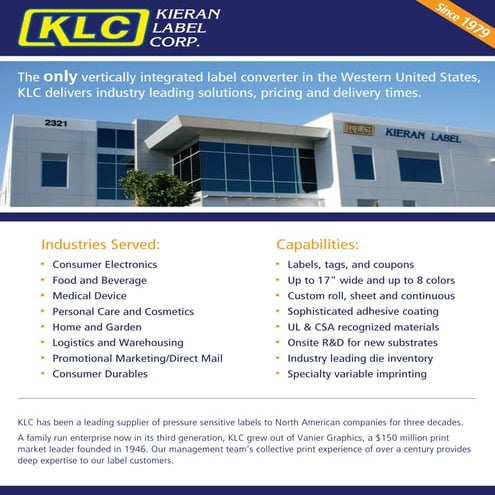 KLC general information | PDF | Manufacturing Industry | Industries