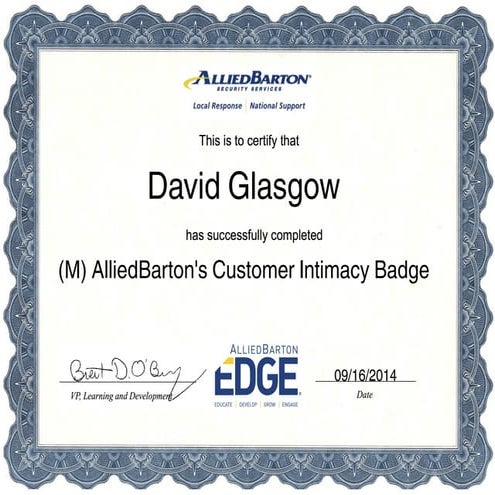 Allied Barton's Customer Intimacy Badge | PPT