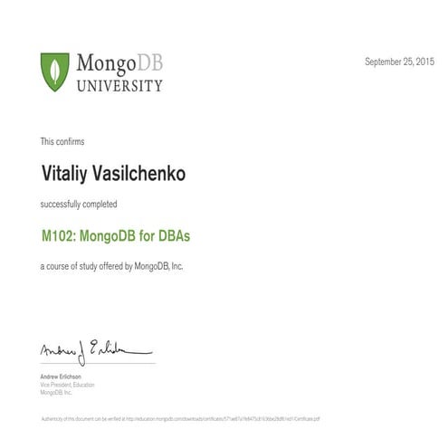 Certificate mongo 102 | PPT