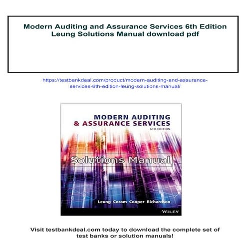 Modern Auditing and Assurance Services 6th Edition Leung Solutions ...