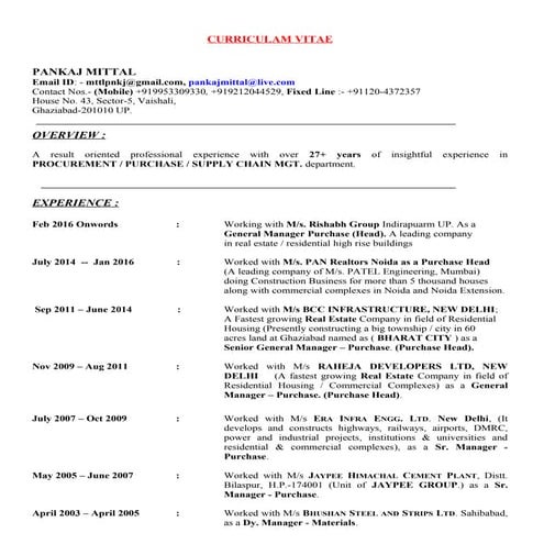 Resume - Pankaj Mittal | DOC