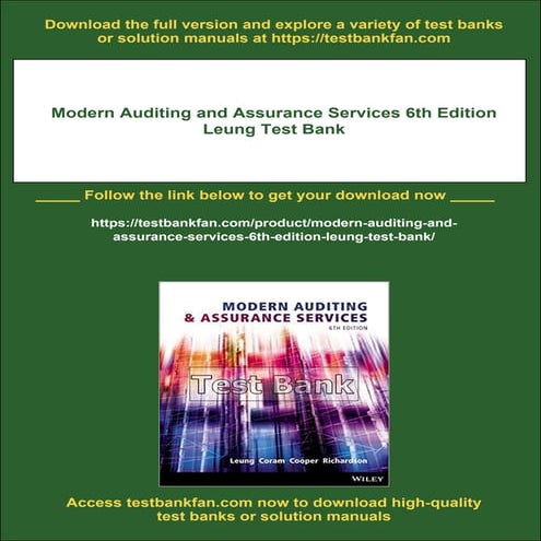 Modern Auditing and Assurance Services 6th Edition Leung Test Bank | PDF