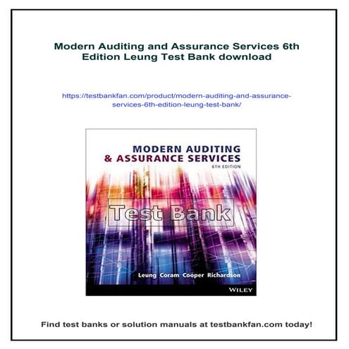 Modern Auditing and Assurance Services 6th Edition Leung Test Bank | PDF