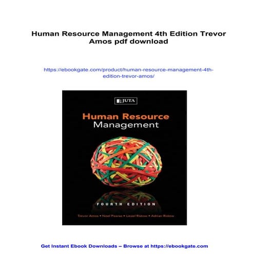 Human Resource Management 4th Edition Trevor Amos | PDF