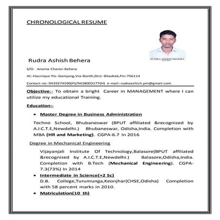 CHRONOLOGICAL RESUME RUDRA | DOCX | Publishing Industry | Industries