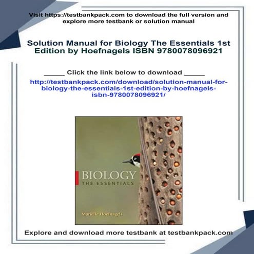 Solution Manual for Biology The Essentials 1st Edition by Hoefnagels ...
