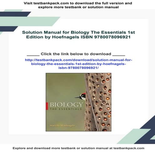 Solution Manual for Biology The Essentials 1st Edition by Hoefnagels ...