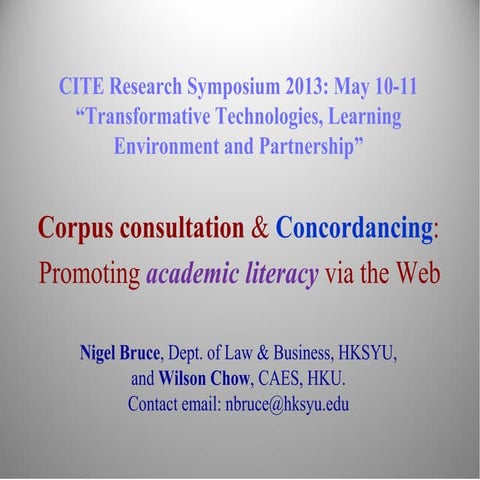 Corpus Consultation & Concordancing: Promoting Academic Literacy via ...