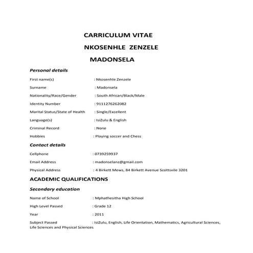 CARRICULUM VITAE | PDF