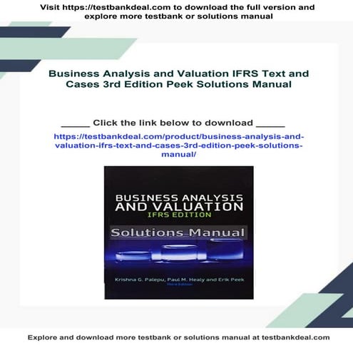 Business Analysis and Valuation IFRS Text and Cases 3rd Edition Peek Solutions Manual | PDF