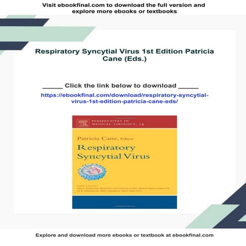 Respiratory Syncytial Virus 1st Edition Patricia Cane (Eds.) | PDF