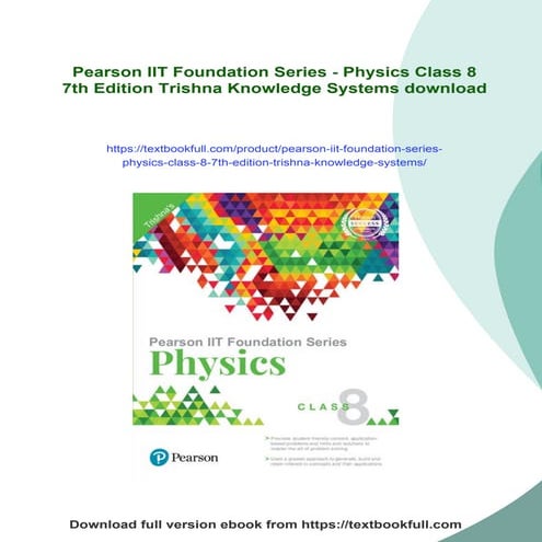 Pearson IIT Foundation Series - Physics Class 8 7th Edition Trishna Knowledge Systems | PDF