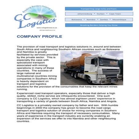 CC Logistics Company Profile | PDF