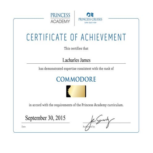 commadore certificate Princess | PPT