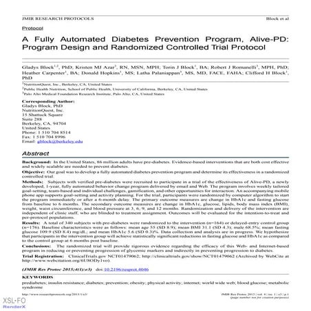 Alive-PD protocol and descriptive paper | PDF