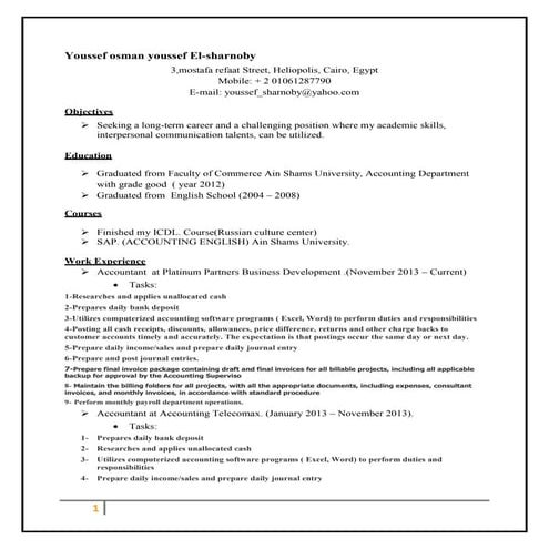 YOUSSEF OSMAN YOUSSEF CV 1 | PDF