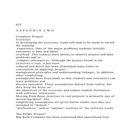 625A P P E N D I X T W OComputer Project Exercises.docx | Computing | Technology & Computing