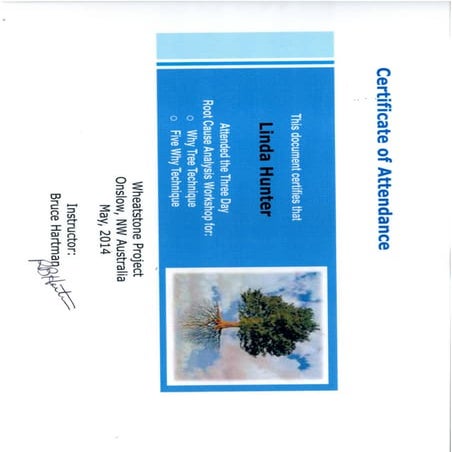 HUNTER, Linda - SFA certificate | PDF