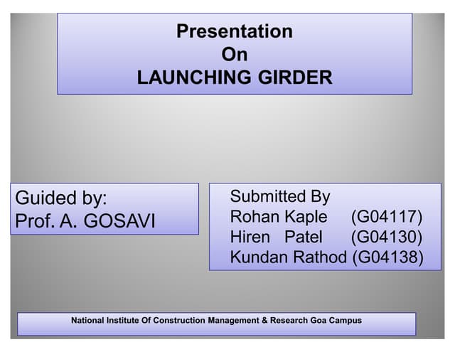 NOH3 Launching Girder Assembly and Erection VSL | PDF