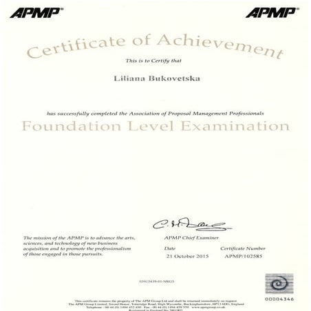 APMP Certificate_Foundation Level | PDF