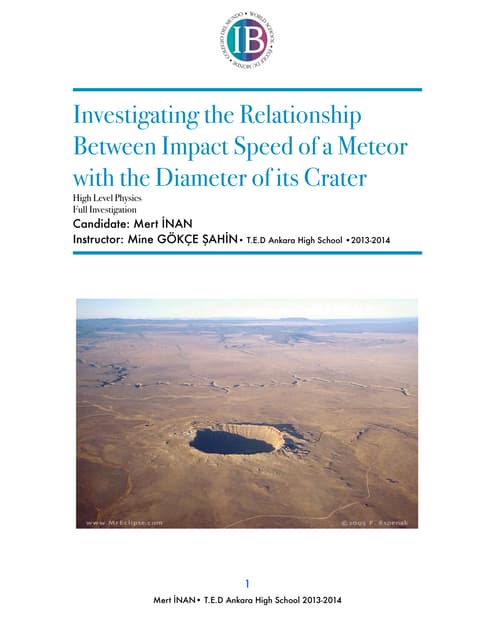 Formation of Impact Craters in Sand | PDF | Physics | Science
