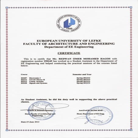 Assistant certificate | PDF