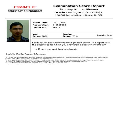 Sandeep - scorereport (1) | PDF