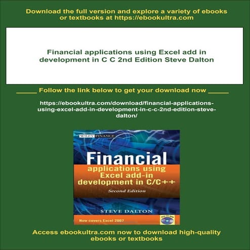Financial applications using Excel add in development in C C 2nd Edition Steve Dalton | PDF