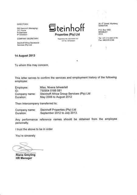 B2 - Reference Letter - Steinhoff | PDF