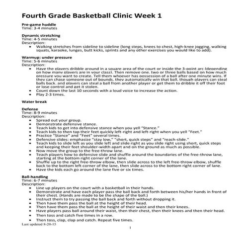 Fourth Grade Basketball Curriculum Downers Grove Park District | PDF
