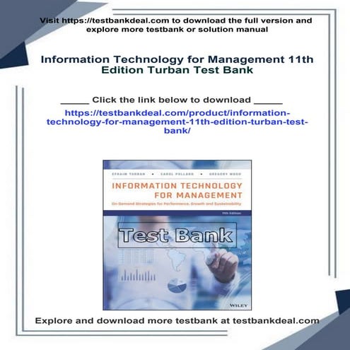 PDF Information Technology for Management 11th Edition Turban Test Bank ...