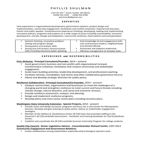 Phyllis Shulman Resume | PDF