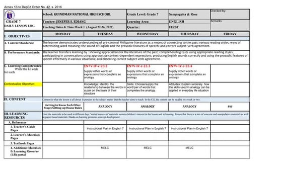 Semi-Detailed Lesson Plan - Gerunds (Junior High School - English 9) | PDF