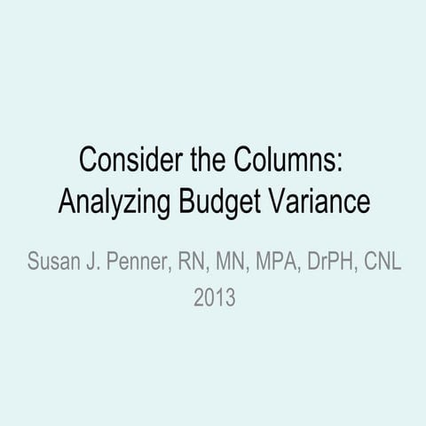 Nursing Unit Budgets: Consider the Columns | PPT