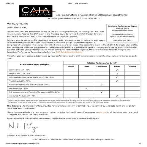 CAIA Level I | PDF