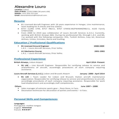 CV Alexandre Louro | PDF