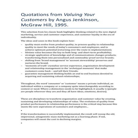 Service Quotations from Valuing Your Customers | PDF