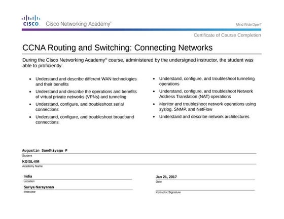 CCNA Training Certificate (1) | PPT