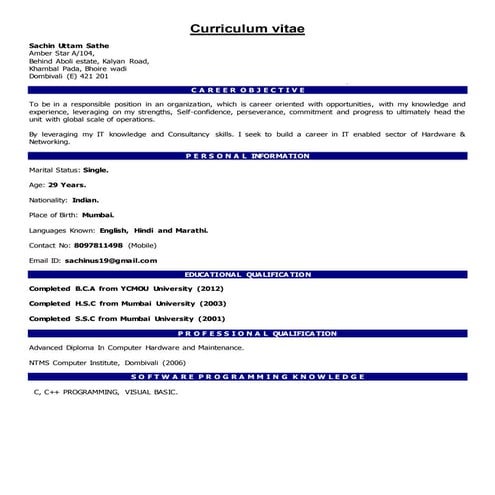 Sachin_Curriculum_vitae_22-1-2015 | PDF