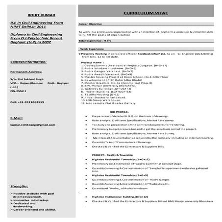 CV_Billing and QS_Rohit Kumar | PDF