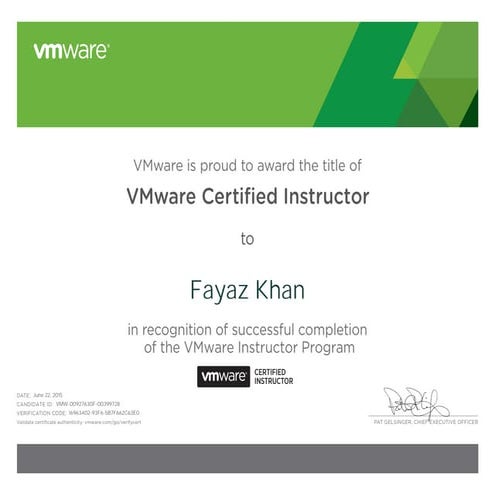 VMware Certified Instructor - eCertificate | PPT