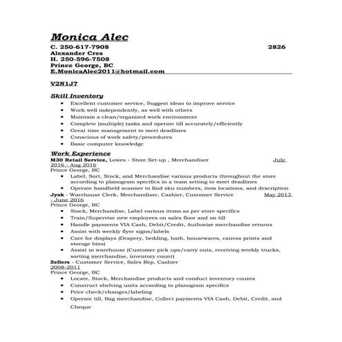 Wordpad Mick resume 2016 (handout) | RTF