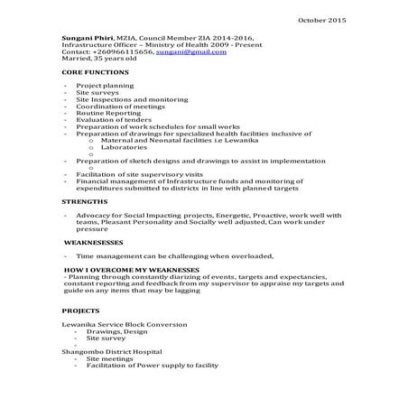 Sungani Phiri Oct 2015 CV | PDF