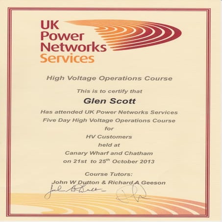 2013 UKPN HV Operations | PDF