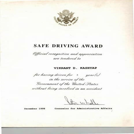 1998 - Safe Driving Award | PDF