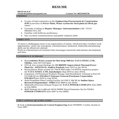 Deepak Resume | DOC